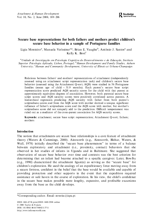 (PDF) Secure base representations for both fathers and mothers predict ...