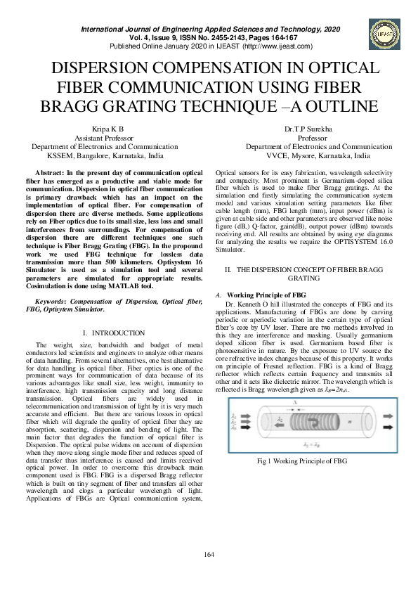 (PDF) Dispersion Compensation in Optical Fiber Communication Using ...