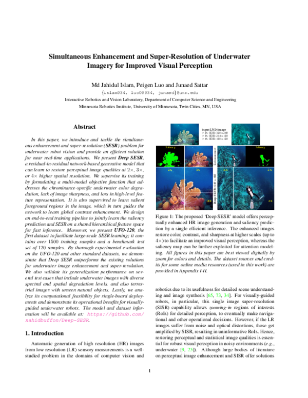 (PDF) Simultaneous Enhancement and Super-Resolution of Underwater ...