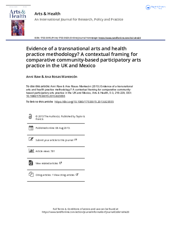 (PDF) Evidence of a transnational arts and health practice methodology ...