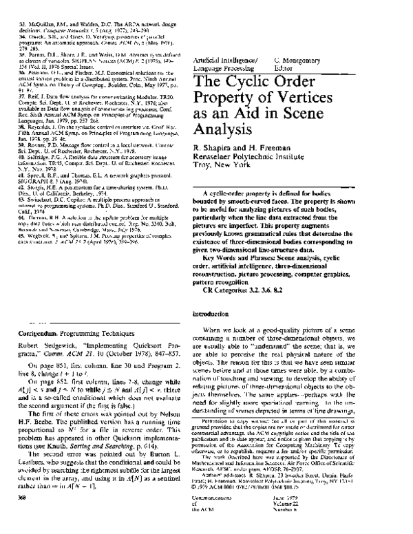 (PDF) The cyclic order property of vertices as an aid in scene analysis