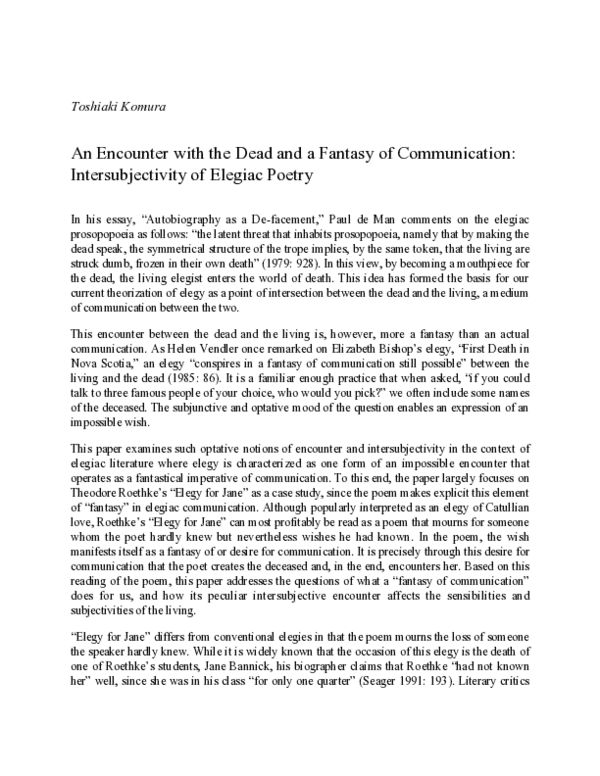 (PDF) An Encounter with the Dead and a Fantasy of Communication ...