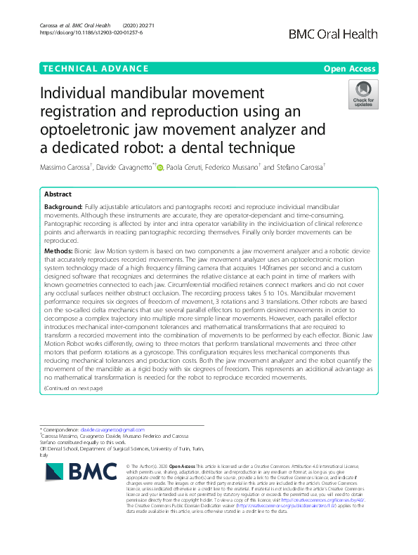(PDF) Individual mandibular movement registration and reproduction ...