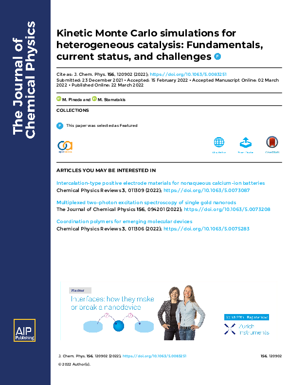 (PDF) Kinetic Monte Carlo simulations for heterogeneous catalysis ...