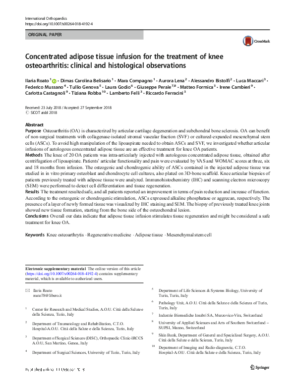 (PDF) Concentrated adipose tissue infusion for the treatment of knee ...