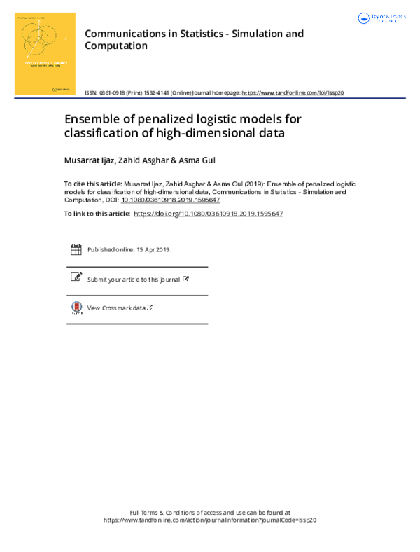 (PDF) Ensemble of penalized logistic models for classification of high-dimensional data