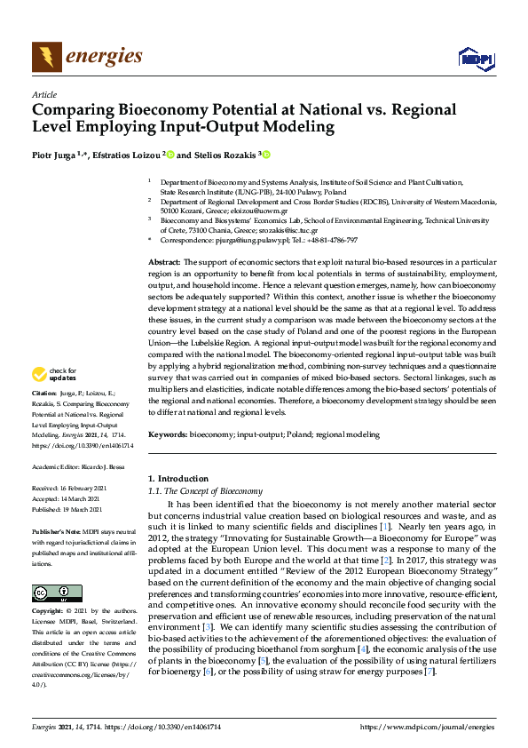 Pdf Comparing Bioeconomy Potential At National Vs Regional Level