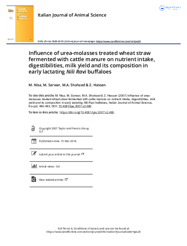 (PDF) Influence of urea-molasses treated wheat straw fermented with ...