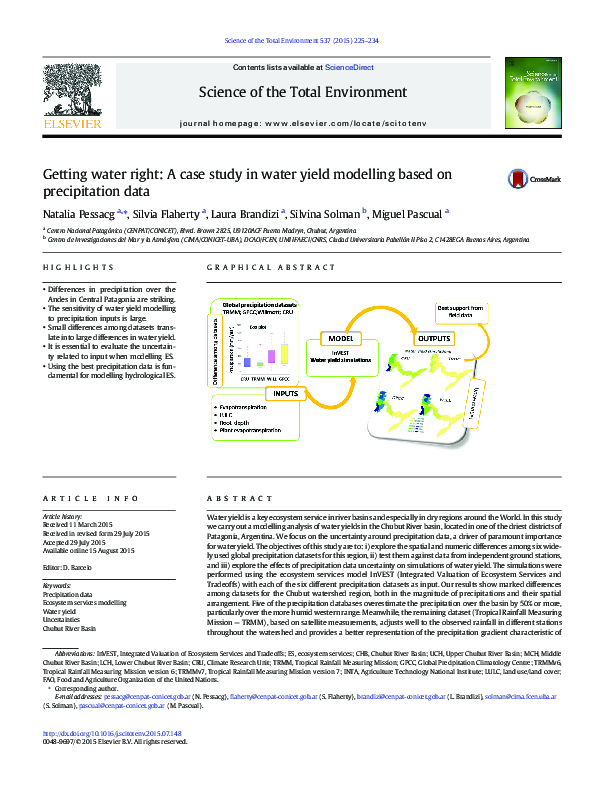 (PDF) Getting water right: A case study in water yield modelling based ...