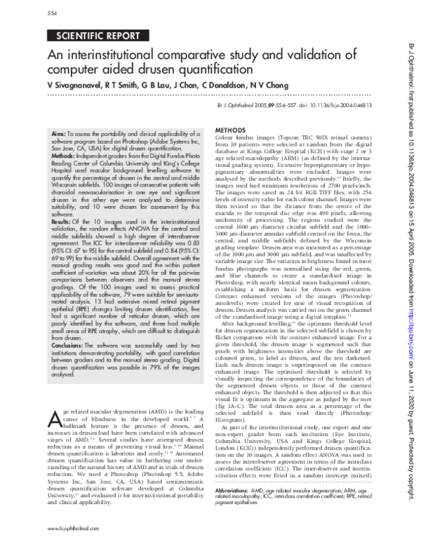 (PDF) An interinstitutional comparative study and validation of computer aided drusen quantification
