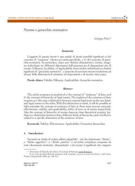 (PDF) Norme e gerarchie normative