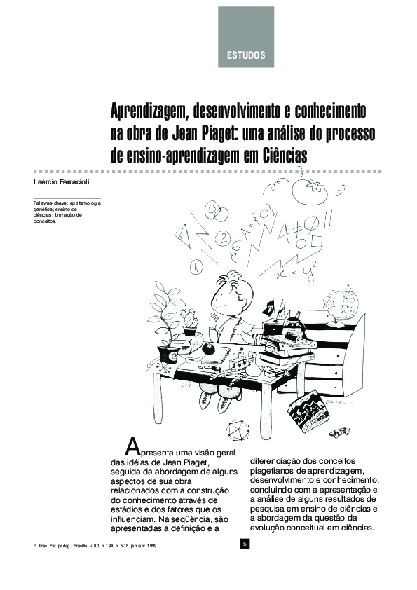Pdf Aprendizagem Desenvolvimento E Conhecimento Na Obra De Jean