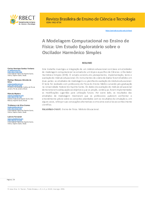 (PDF) A Modelagem Computacional no Ensino de Física: Um Estudo ...