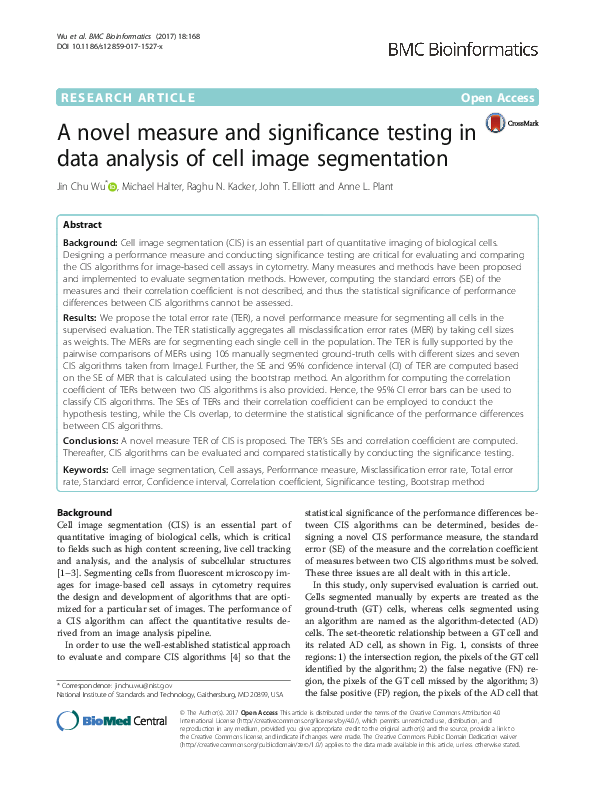 (PDF) A novel measure and significance testing in data analysis of cell ...