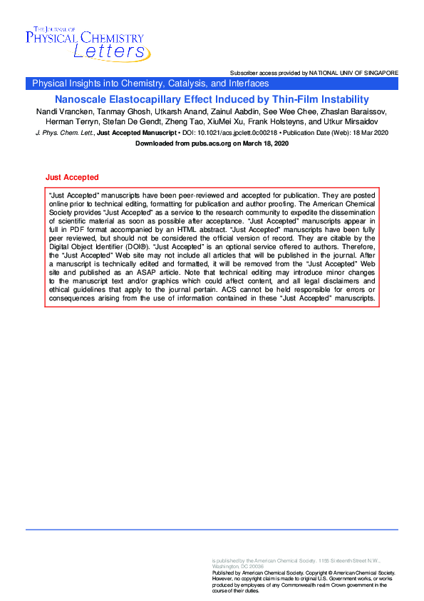 (PDF) Nanoscale Elastocapillary Effect Induced by Thin-Liquid-Film ...