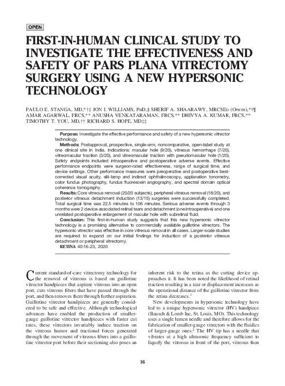 (PDF) First-In-Human Clinical Study to Investigate the Effectiveness ...