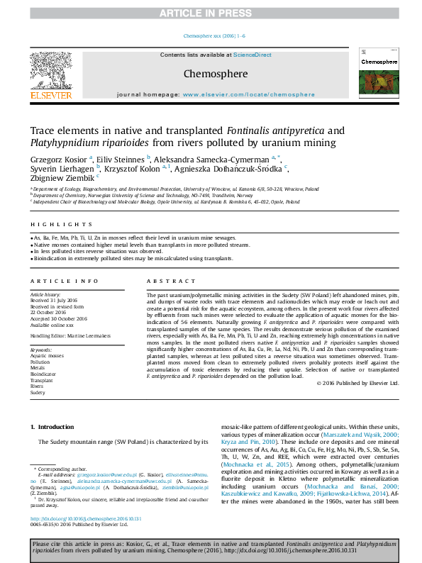 (PDF) Trace elements in native and transplanted Fontinalis antipyretica ...