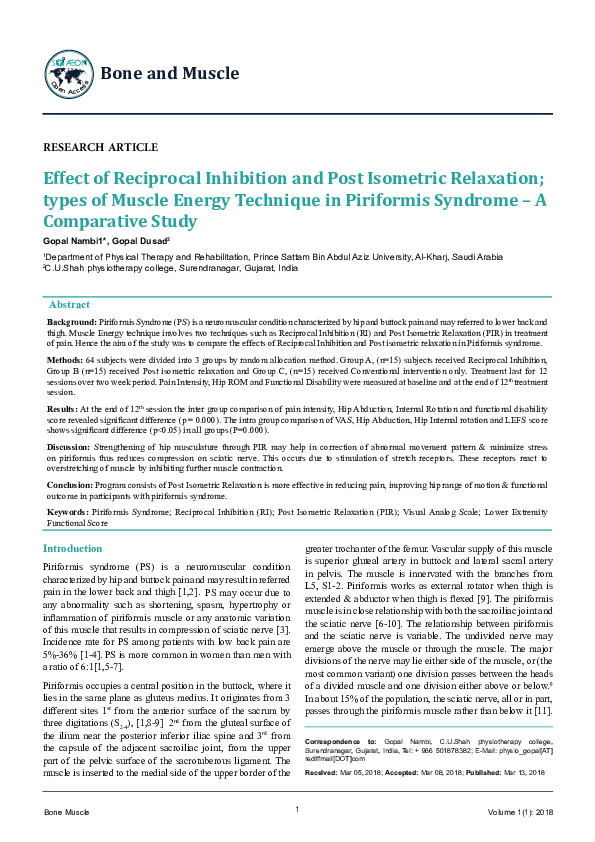 (PDF) Effect of Reciprocal inhibition and Post Isometric relaxation ...