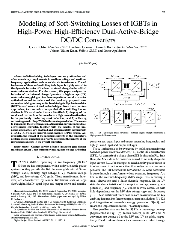 Pdf Modeling Of Soft Switching Losses Of Igbts In High Power High