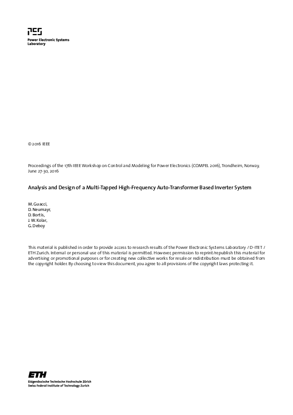 (PDF) Analysis and design of a multi-tapped high-frequency auto ...