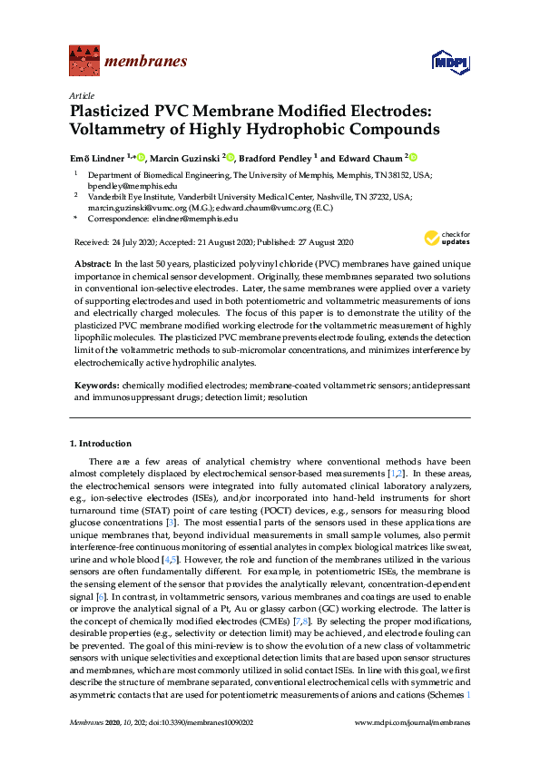(PDF) Plasticized PVC Membrane Modified Electrodes: Voltammetry of ...