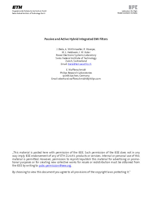 (PDF) Passive and Active Hybrid Integrated EMI Filters