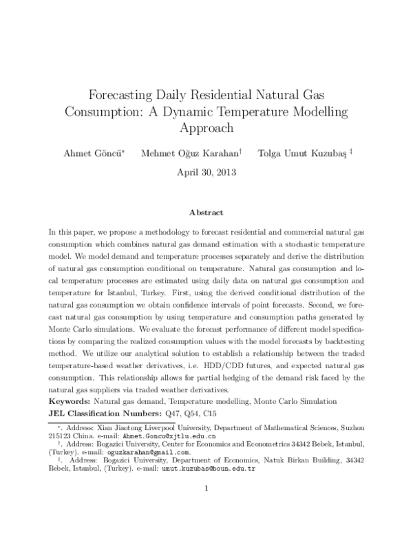 (PDF) Forecasting Daily Residential Natural Gas Consumption: A Dynamic Temperature Modelling ...