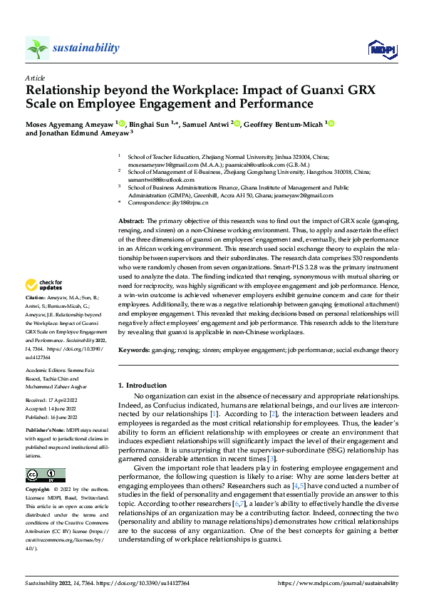 (PDF) Relationship beyond the Workplace: Impact of Guanxi GRX Scale on ...