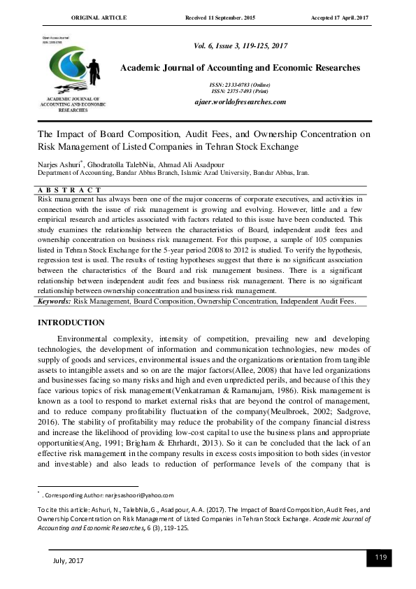 (PDF) The Impact of Board Composition, Audit Fees, and Ownership ...