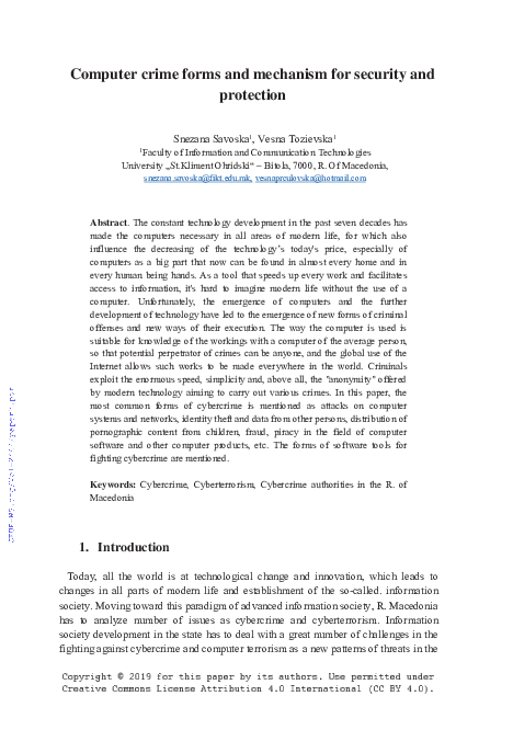 (PDF) Computer crime forms and mechanism for security and protection