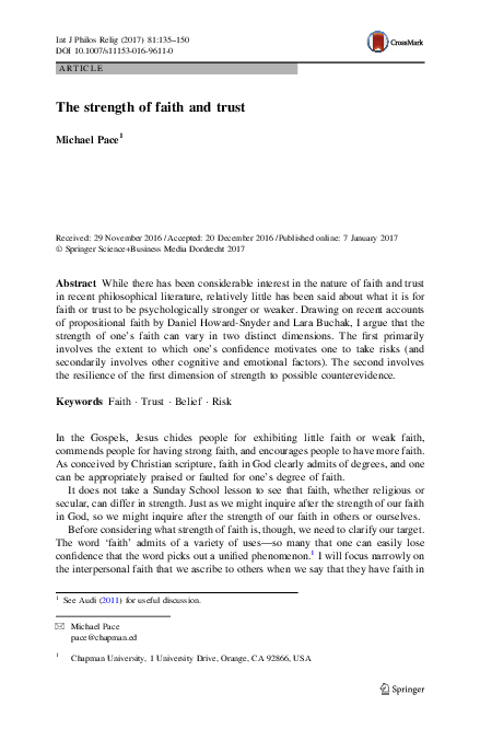 (PDF) The strength of faith and trust