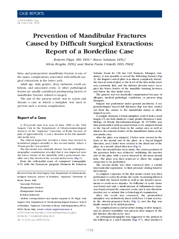 (PDF) Prevention of Mandibular Fractures Caused by Difficult Surgical ...