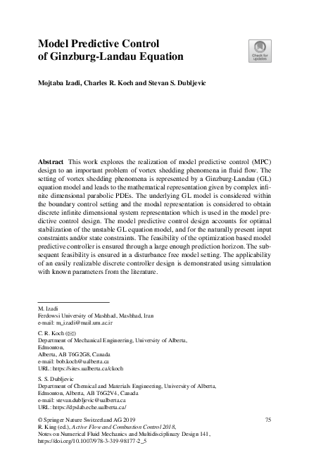 (PDF) Model Predictive Control of Ginzburg-Landau Equation