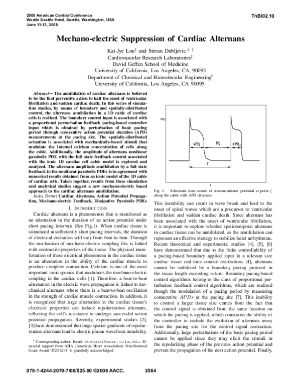 (PDF) Mechano-electric suppression of cardiac alternans