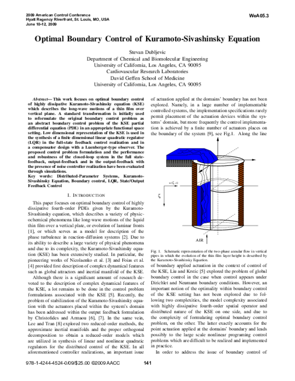 (PDF) Optimal boundary control of Kuramoto-Sivashinsky equation | Stevan Dubljevic - Academia.edu
