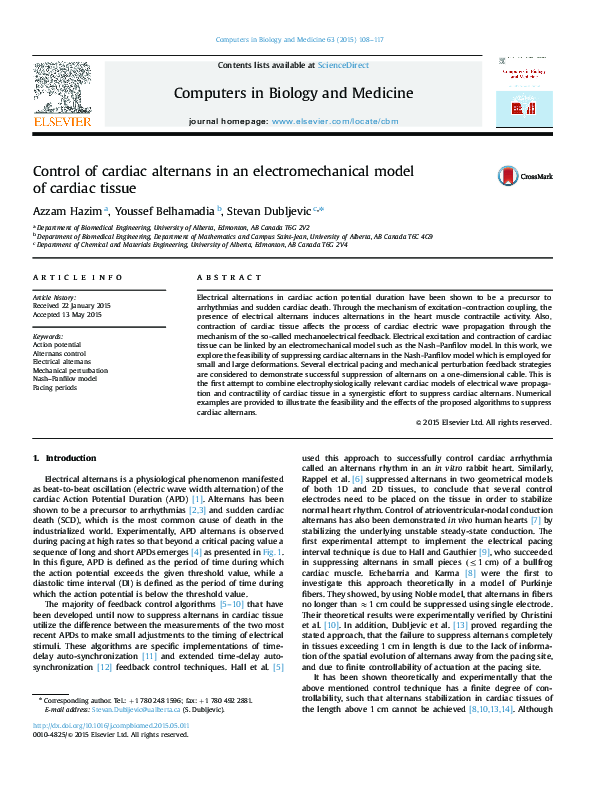 (PDF) Control of cardiac alternans in an electromechanical model of ...