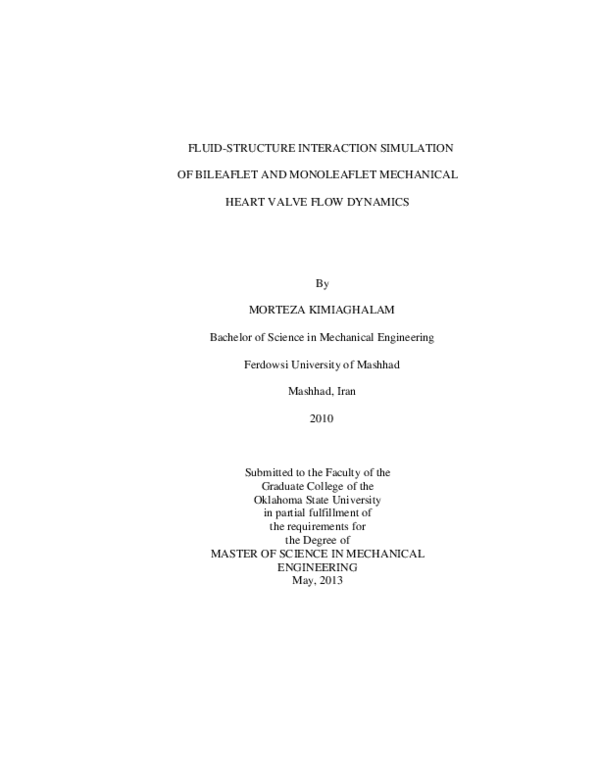 (PDF) Fluid-structure interaction simulation of bileaflet and ...