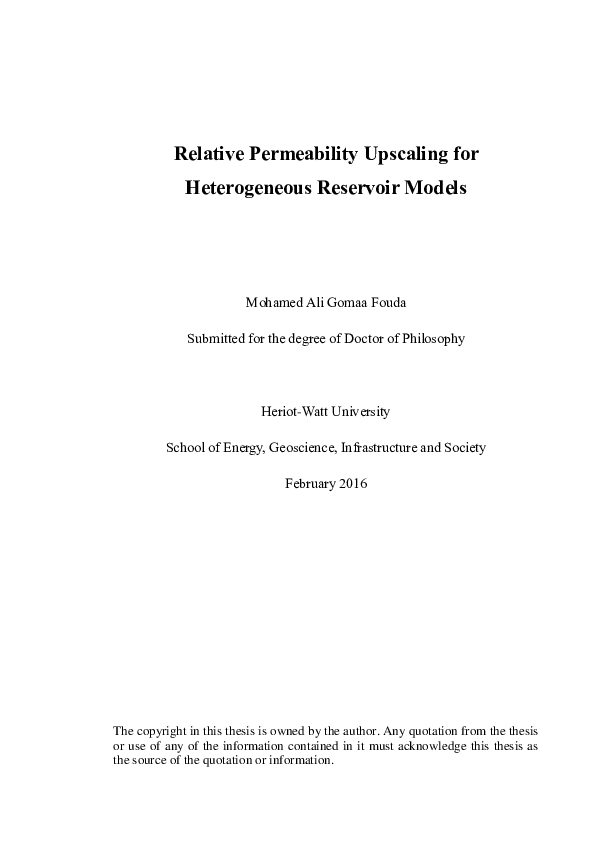 (PDF) Relative permeability upscaling for heterogeneous reservoir models