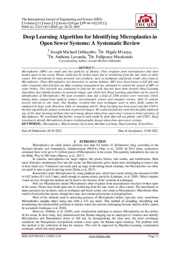 Pdf Deep Learning Algorithm For Identifying Microplastics In Open