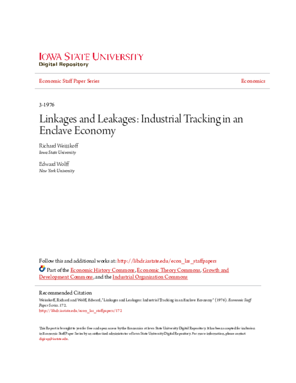 Linkages and Leakages: Industrial Tracking in an Enclave Economy