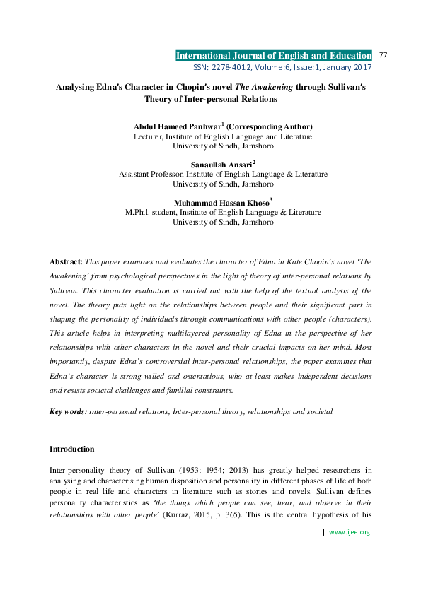 (PDF) Analysing Edna’s Character in Chopin’s novel The Awakening ...