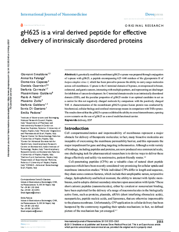 (PDF) gH625 is a viral derived peptide for effective delivery of ...