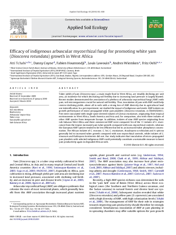 (PDF) Efficacy of indigenous arbuscular mycorrhizal fungi for promoting ...