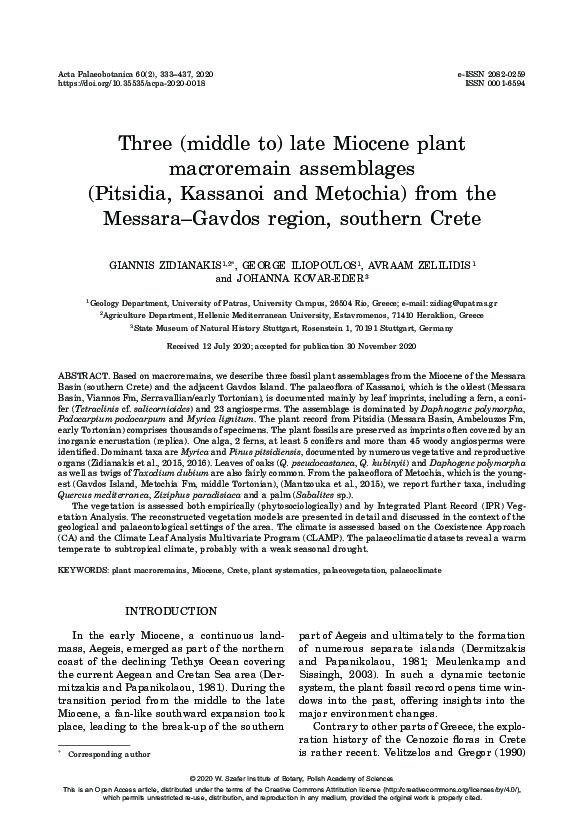 (PDF) Three (middle to) late Miocene plant macroremain assemblages ...