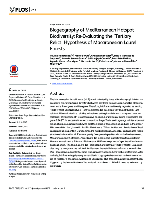 (PDF) Biogeography of Mediterranean Hotspot Biodiversity: Re-Evaluating ...