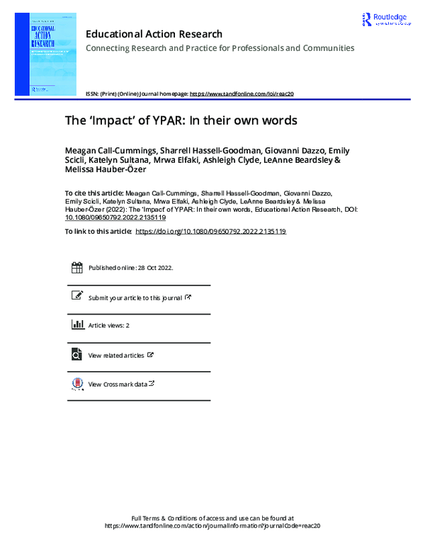 (PDF) The “impact” of YPAR: In their own words