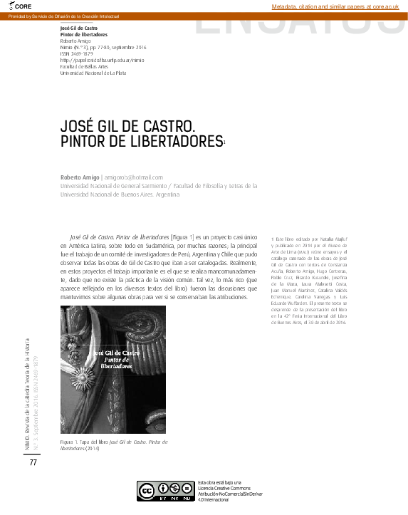 (PDF) José Gil de Castro: pintor de libertadores