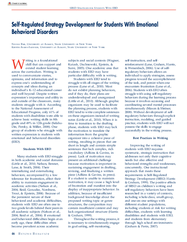 (PDF) Self-Regulated Strategy Development for Students With Writing ...