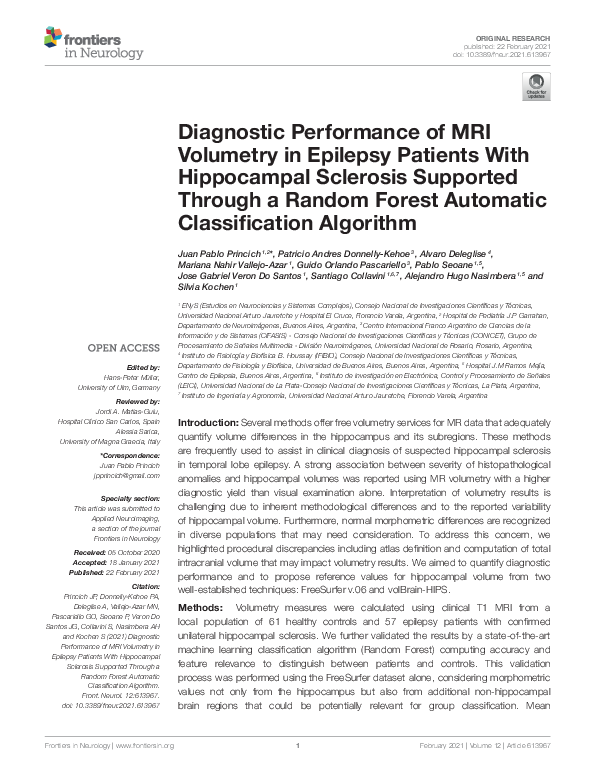 (PDF) Diagnostic Performance of MRI Volumetry in Epilepsy Patients With ...