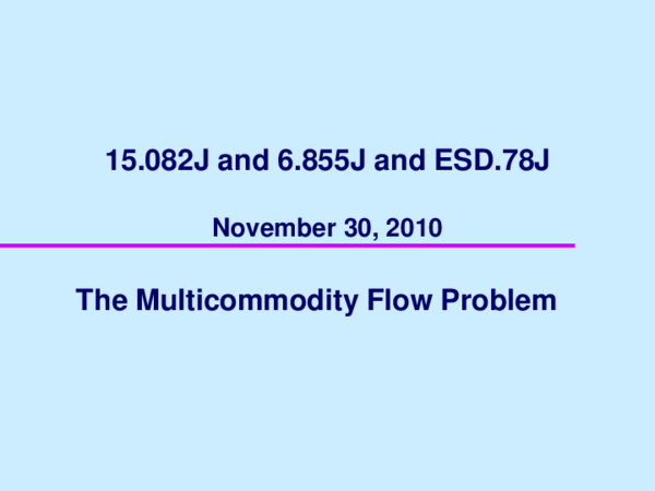 Pdf A Multicommodity Flow Problem Elaine Kant
